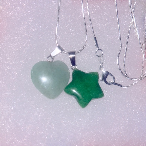 Hand Crafted | Jewelry | Boho Jade Crystal Star And Jade Heart Sterling Silver 3 Necklace | Poshmark